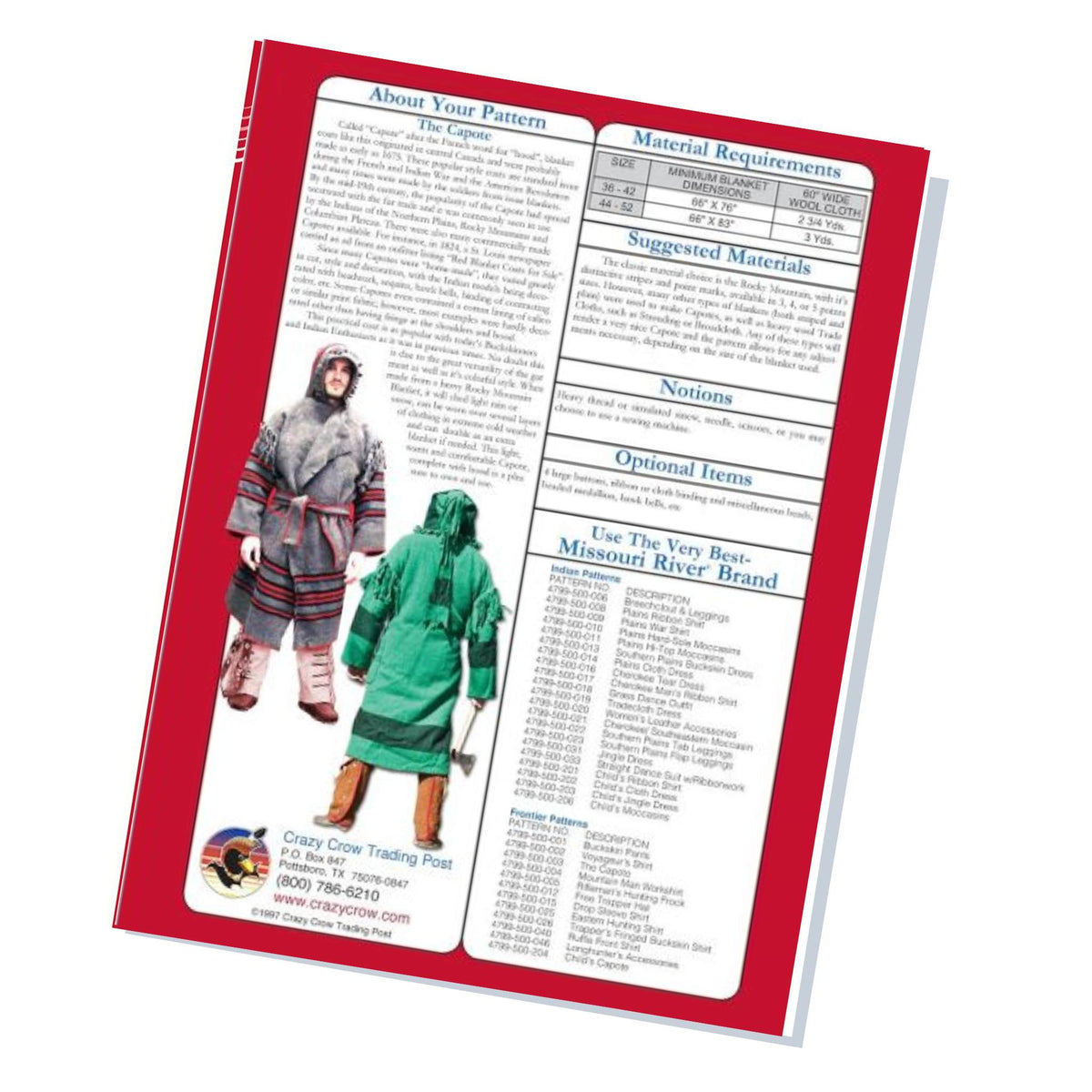 Missouri River Capote Costume Pattern | identityleathercraft