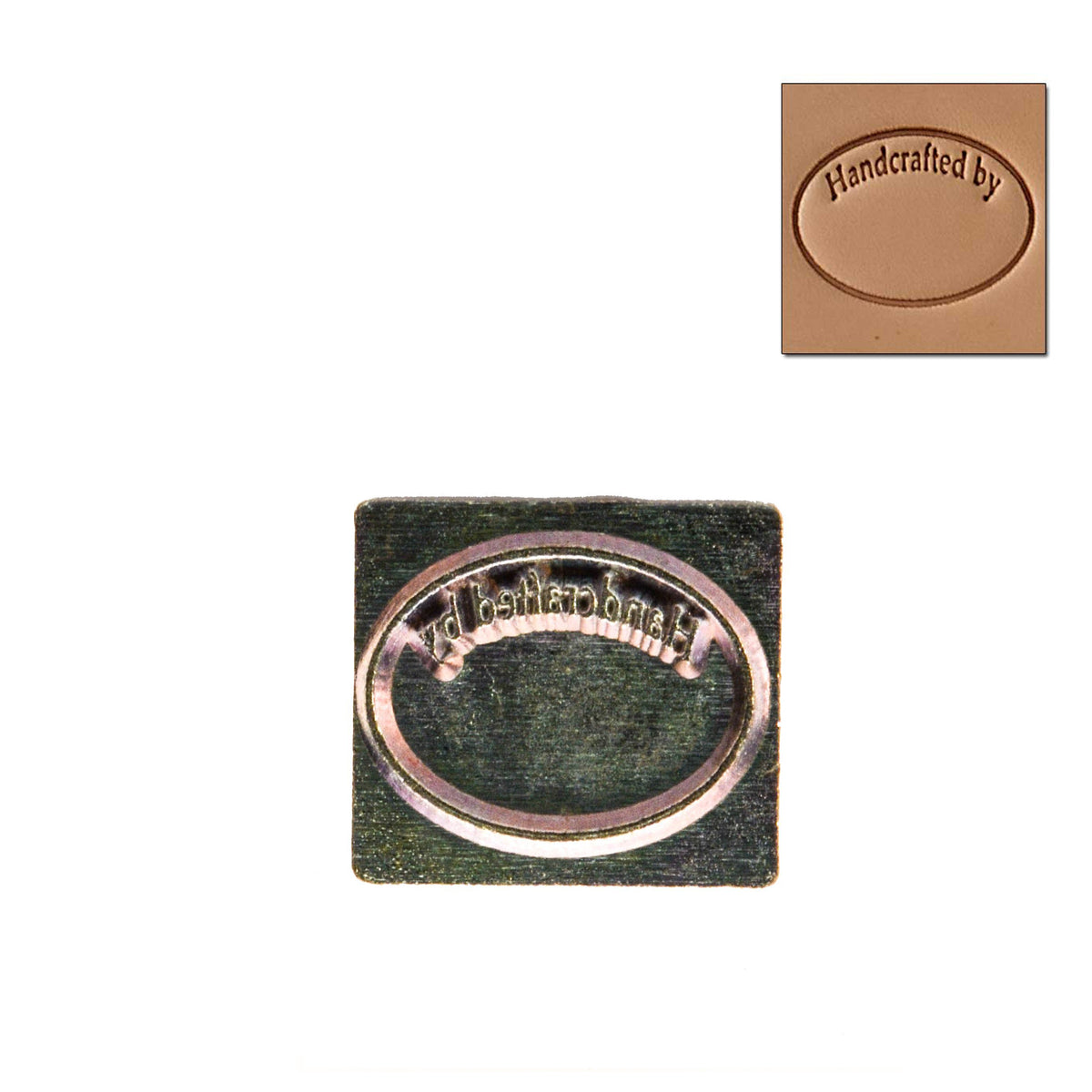 Handcrafted by Oval leather stamp | identityleathercraft
